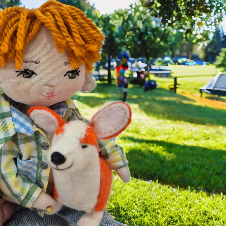 Rag Boy Doll 7.5" Sewing Pattern: Clothes and Corgi, Movable Arms (PDF ...