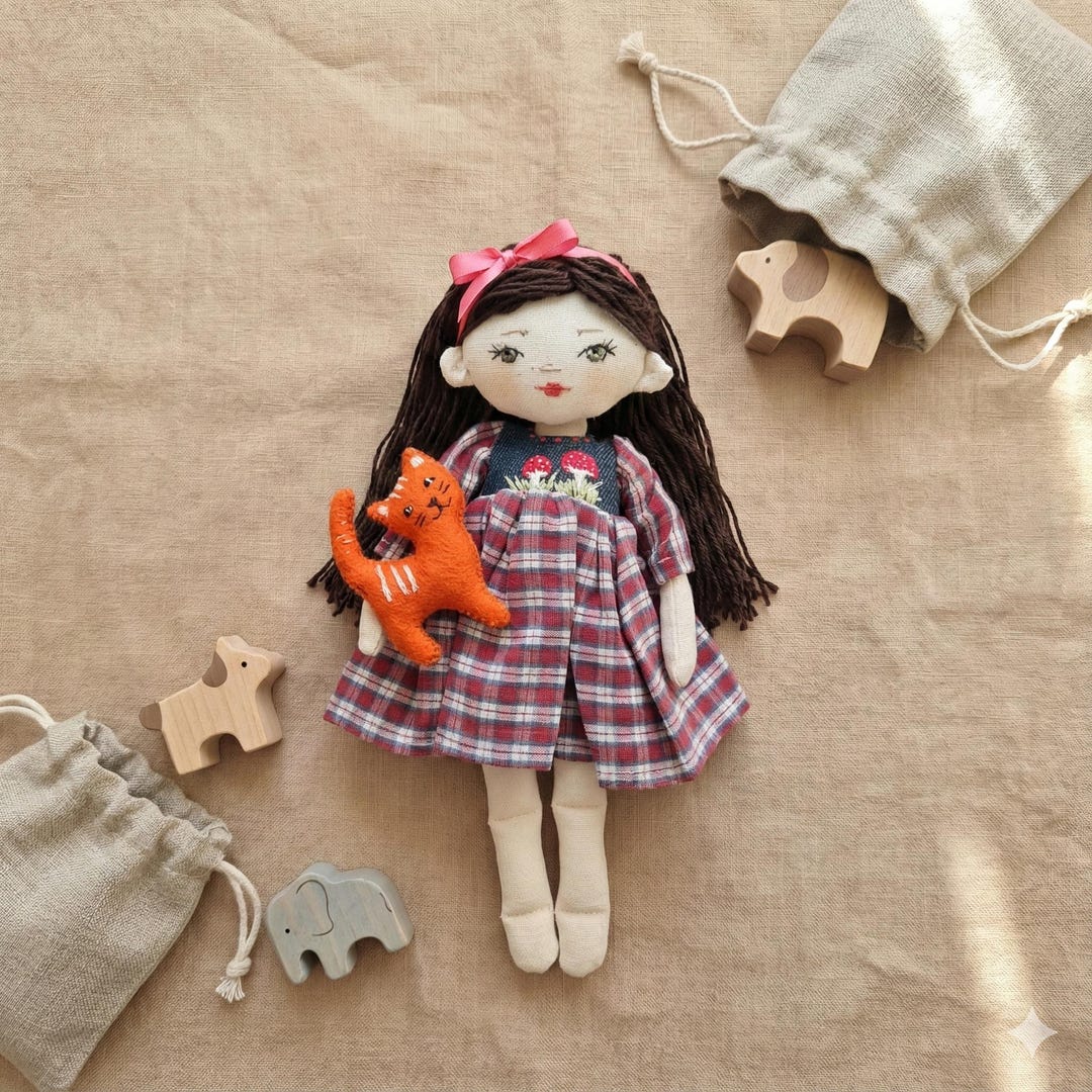 Mini Rag Doll Sewing Pattern – 7.5" Doll Clothes & Cat (PDF) - Etsy