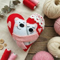 Tiny Valentine Teddy Bear Figurine - Heart Bear - Cute Valentine’s Day ...