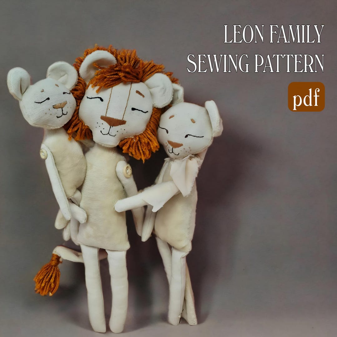 Adorable Lion Family Sewing Pattern: DIY Rag Dolls – Lion, Lioness ...