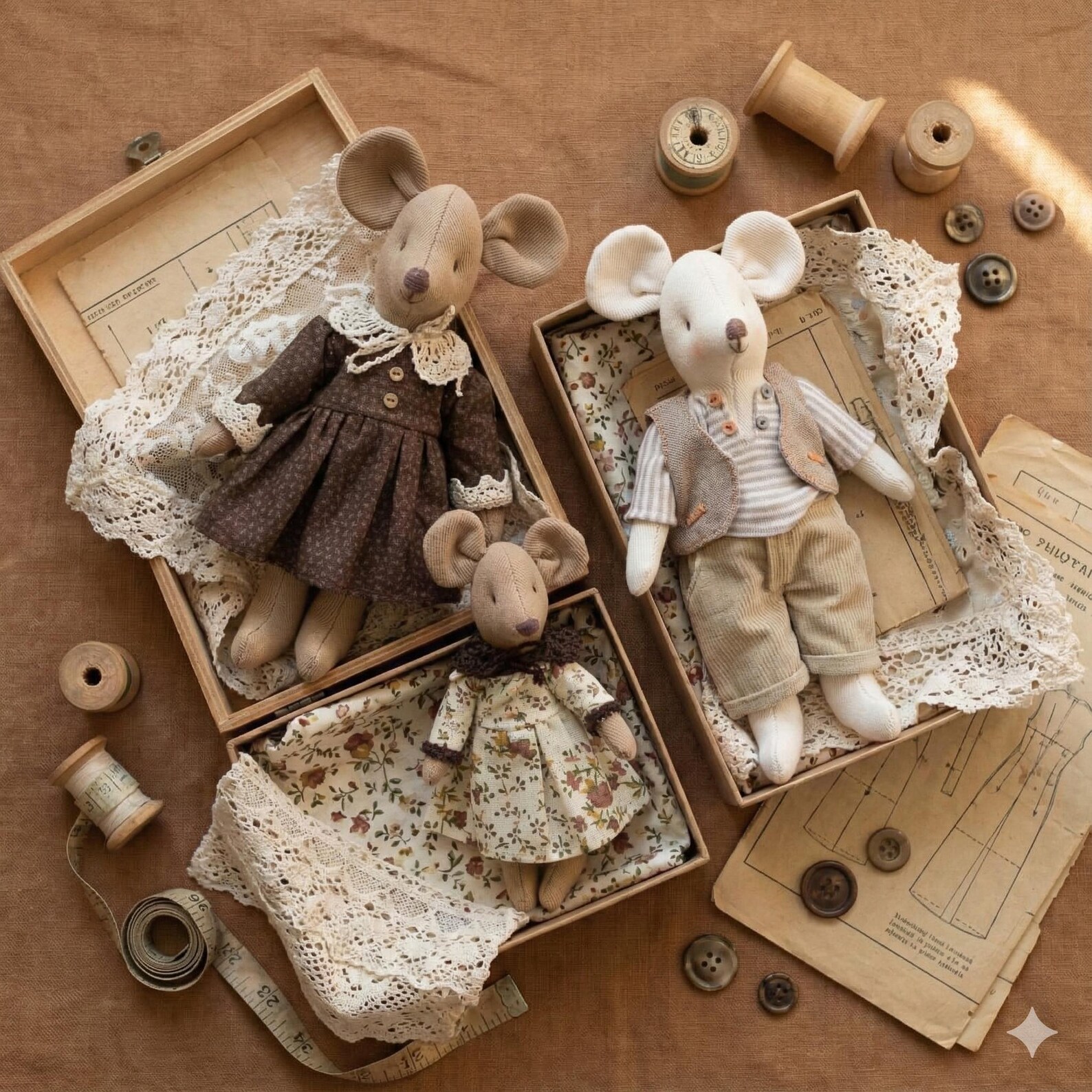Mouse Family Sewing Pattern Set PDF — Stuffed Animal, Cloth Mice With ...