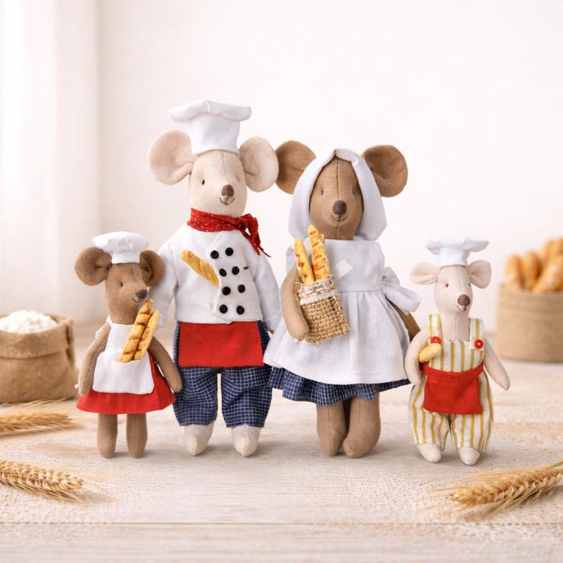 Mouse Family Sewing Pattern PDF | Mouse Baker Doll Pattern - Etsy