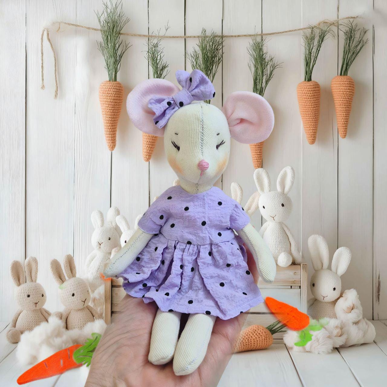 Mouse Soft Toy Sewing Pattern: DIY Stuffed Animal With 4 Outfits (PDF ...
