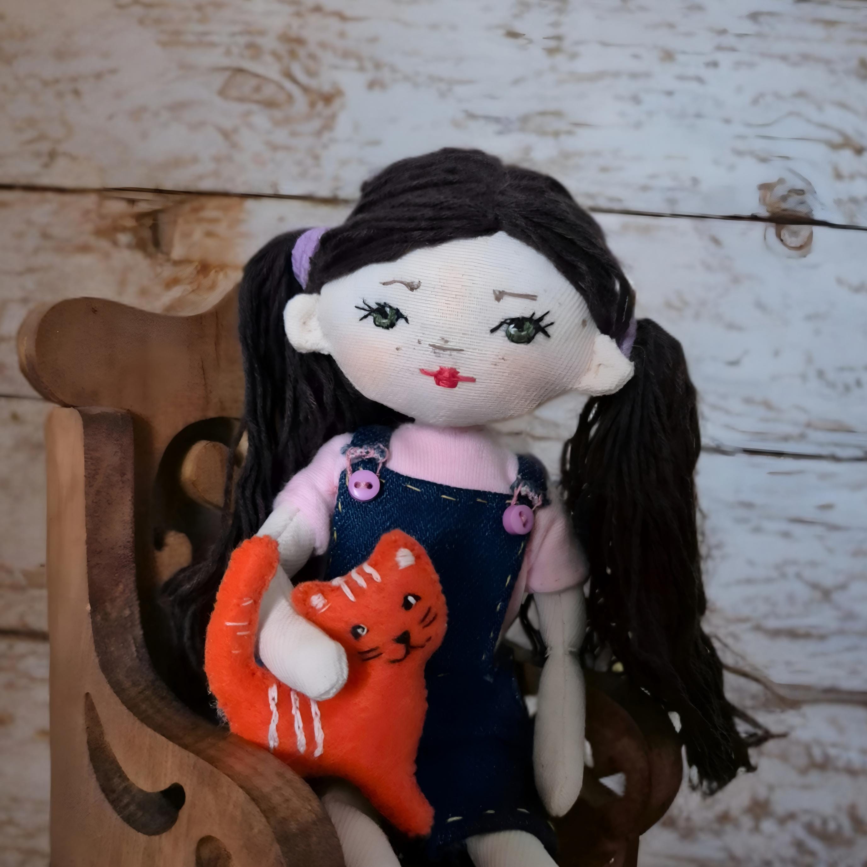 Mini Rag Doll Sewing Pattern – 7.5" Doll Clothes & Cat (PDF) - Etsy