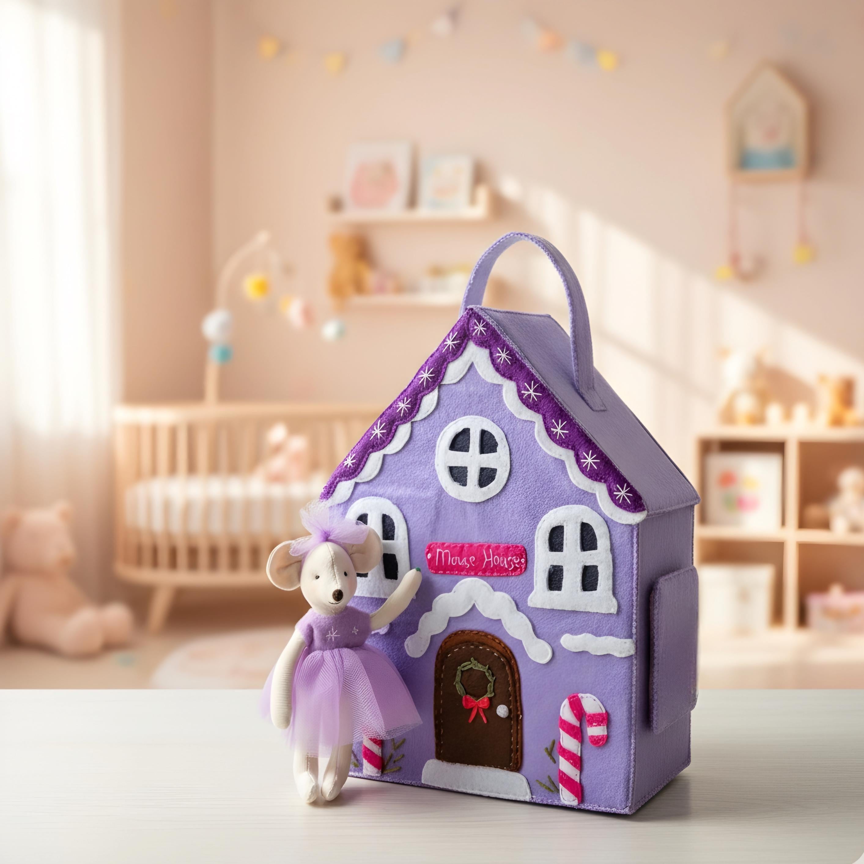 Felt Christmas Dollhouse PDF Pattern – Fabric Mouse House Sewing ...