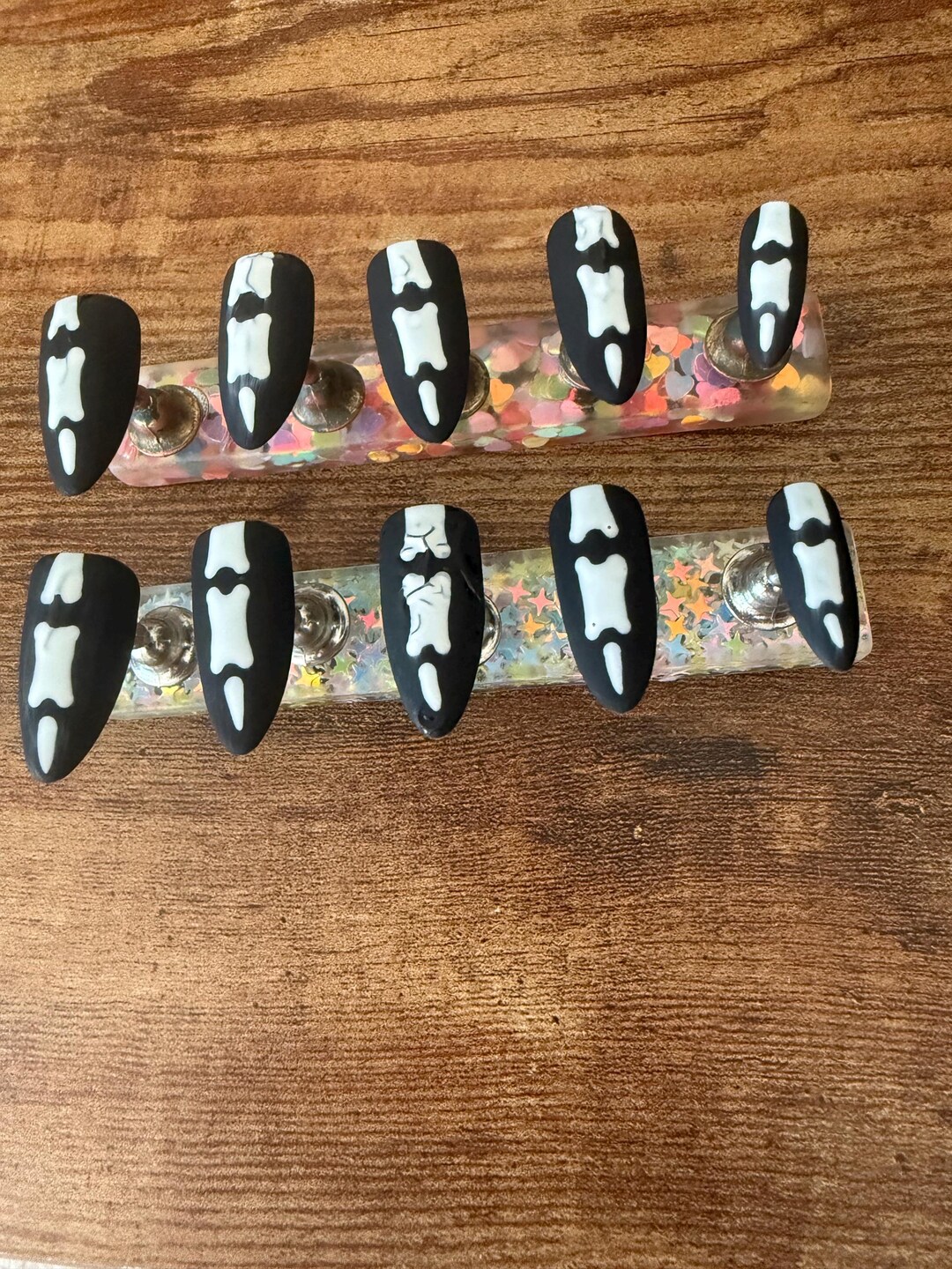 Skely Fingers - Skeleton Matte Pattern Press-on Nails | Handmade Extra ...