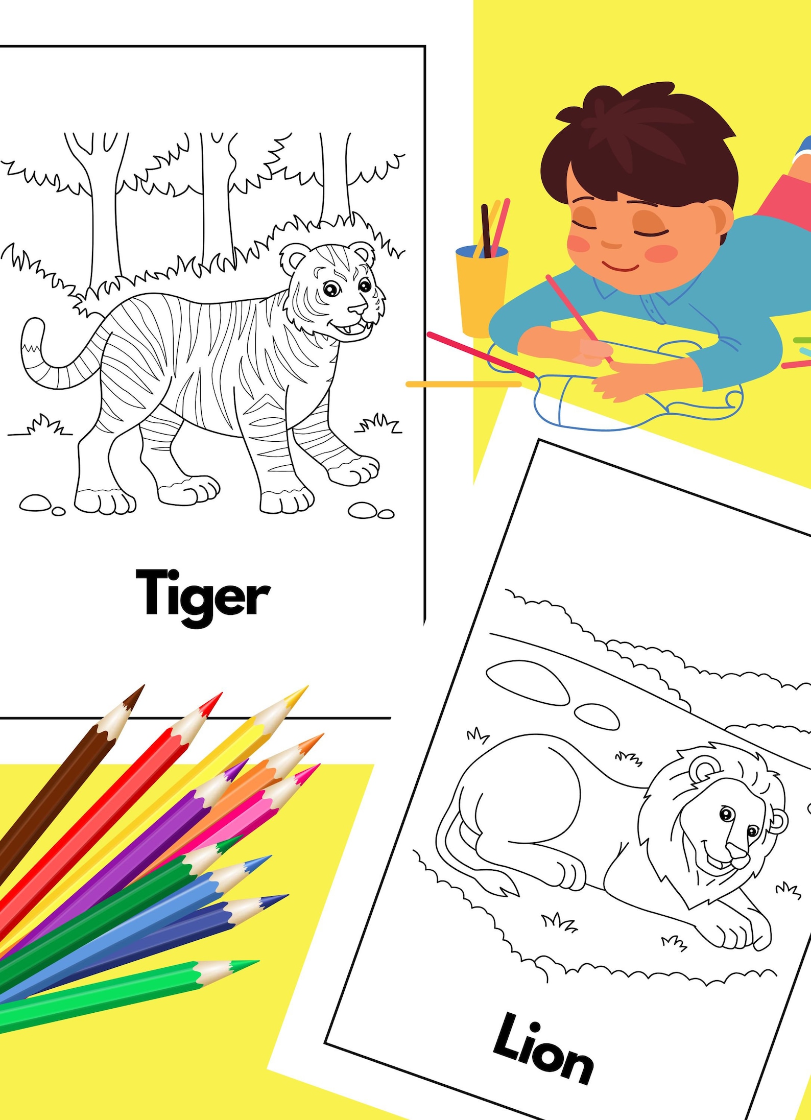 Educational Adventure Kids Learning Wildlife Coloring Book! Packed With ...