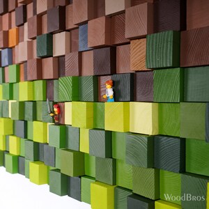 Minecraft Wood Wall Art, Wood Wall Decor, Wooden Mosaic, Abstract Wood ...