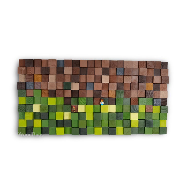 Minecraft Wood Wall Art, Wood Wall Decor, Wooden Mosaic, Abstract Wood ...