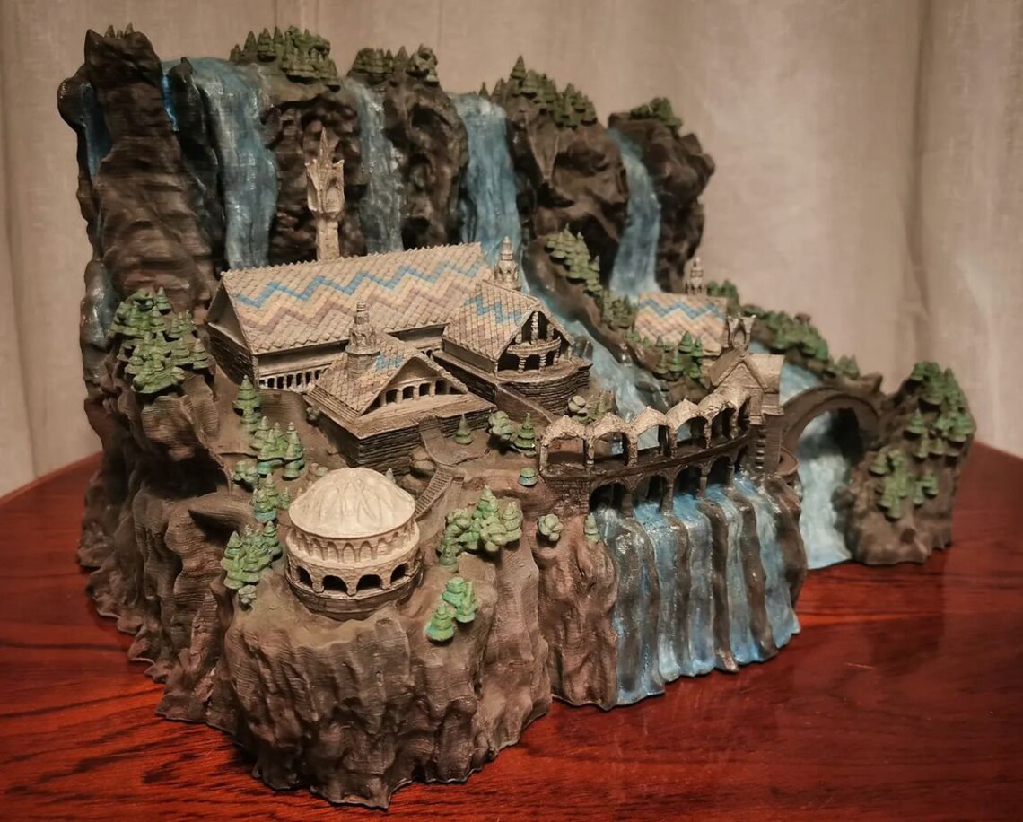 Elven Inspired Decor, Lighted Rivendell Diorama, Lighted Fantasy Scene ...