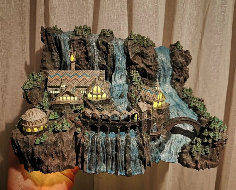 Elven Inspired Decor, Lighted Rivendell Diorama, Lighted Fantasy Scene ...