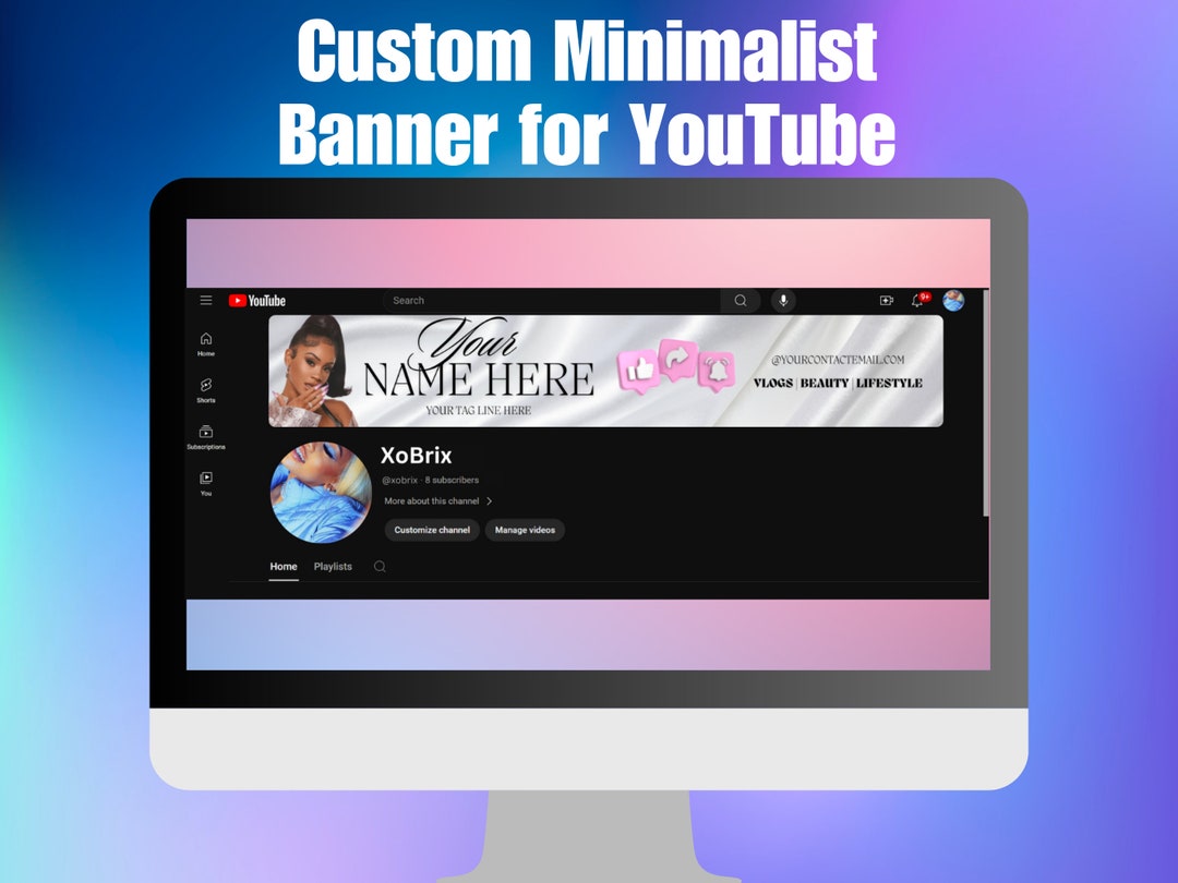 Custom Banner for Youtube Youtube Banner Youtuber Channel Banner ...