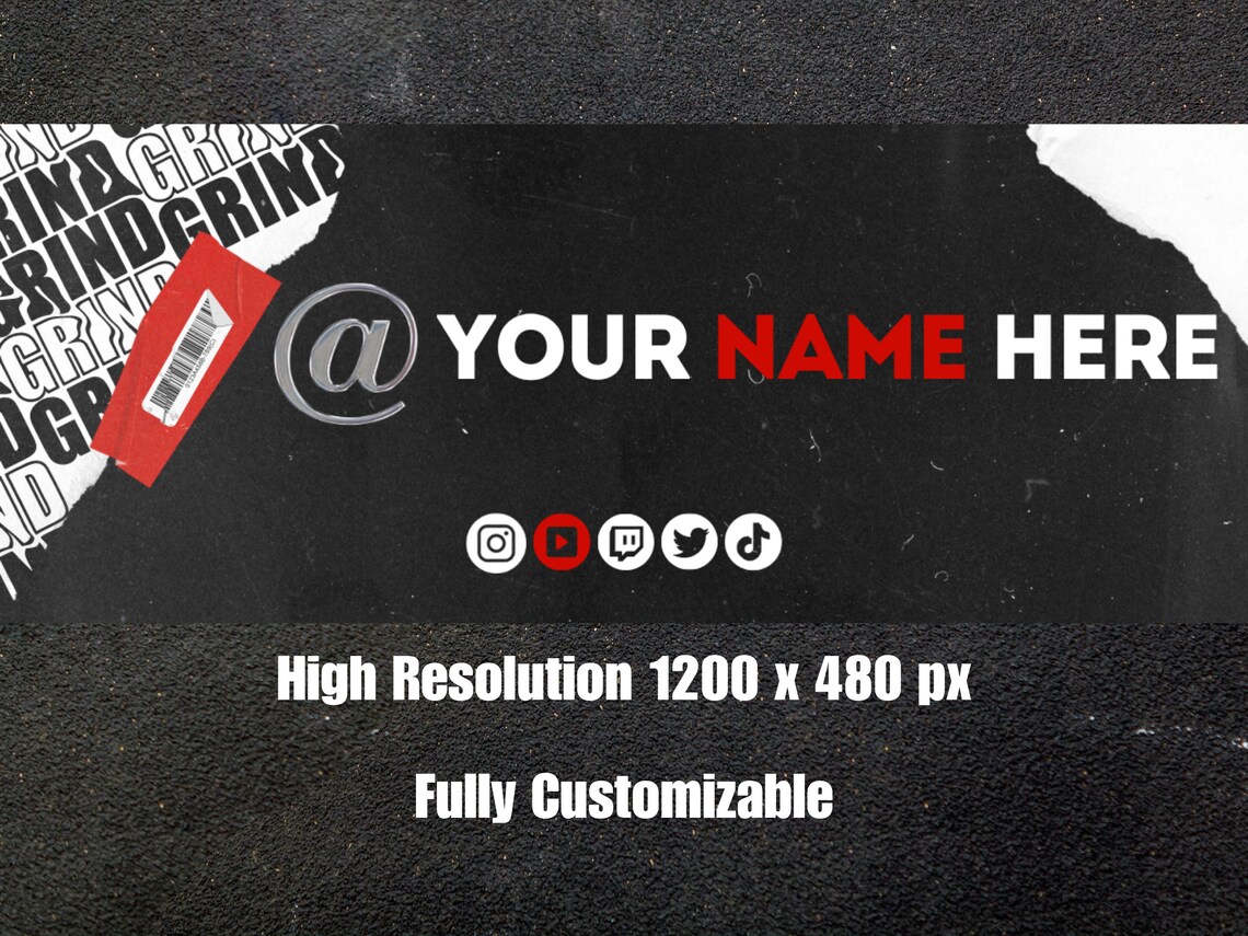 Custom Grunge Banner for Twitch Twitch Banner Gamer Banner Gaming ...
