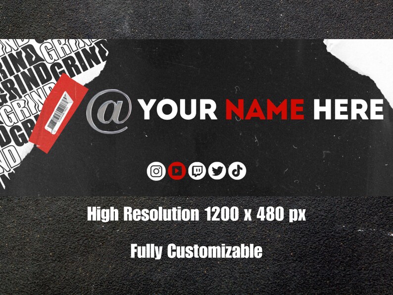 Custom Grunge Banner for Twitch Twitch Banner Gamer Banner Gaming ...