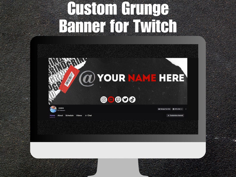 Custom Grunge Banner for Twitch Twitch Banner Gamer Banner Gaming ...