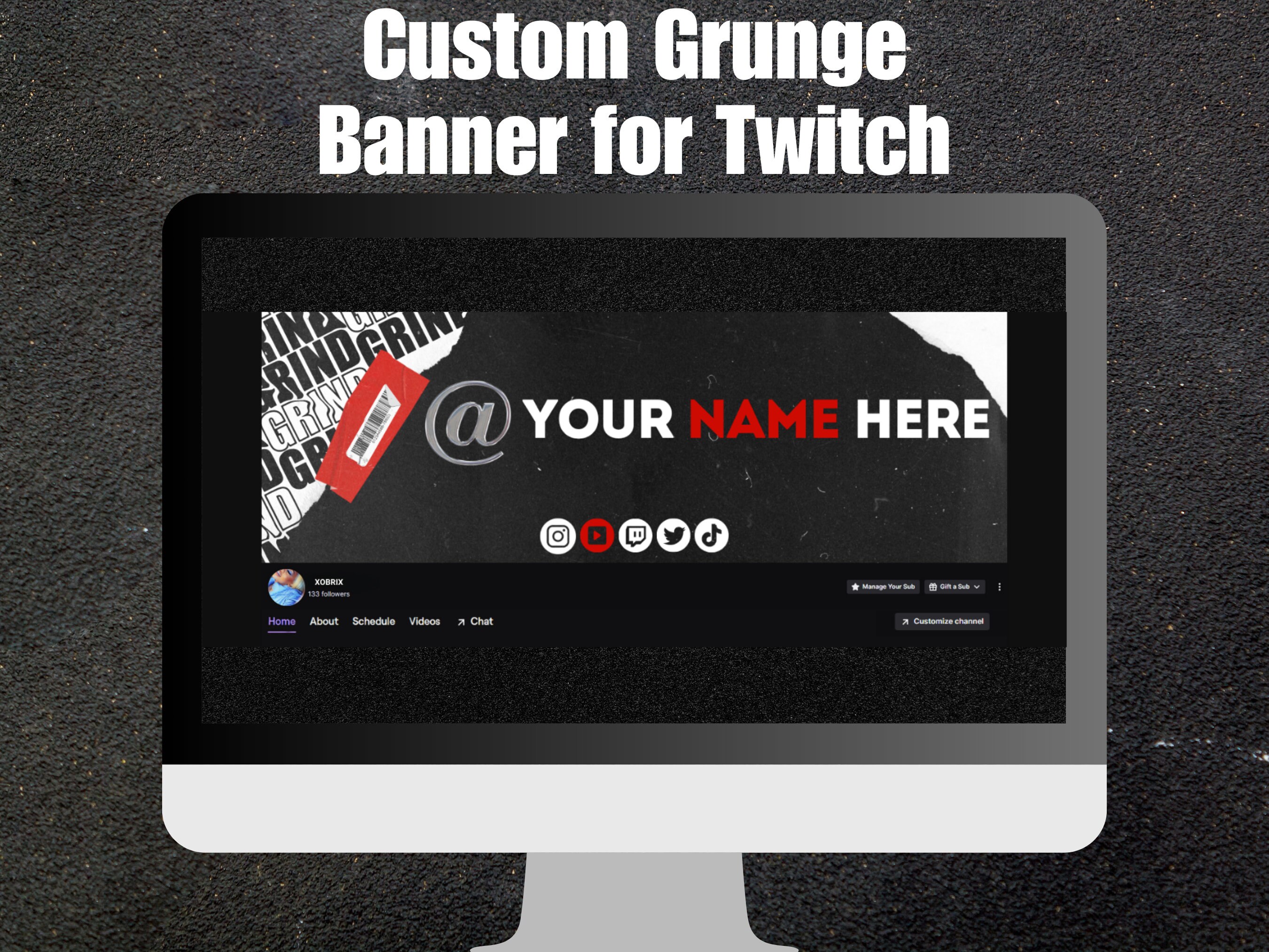 Custom Grunge Banner for Twitch Twitch Banner Gamer Banner Gaming ...