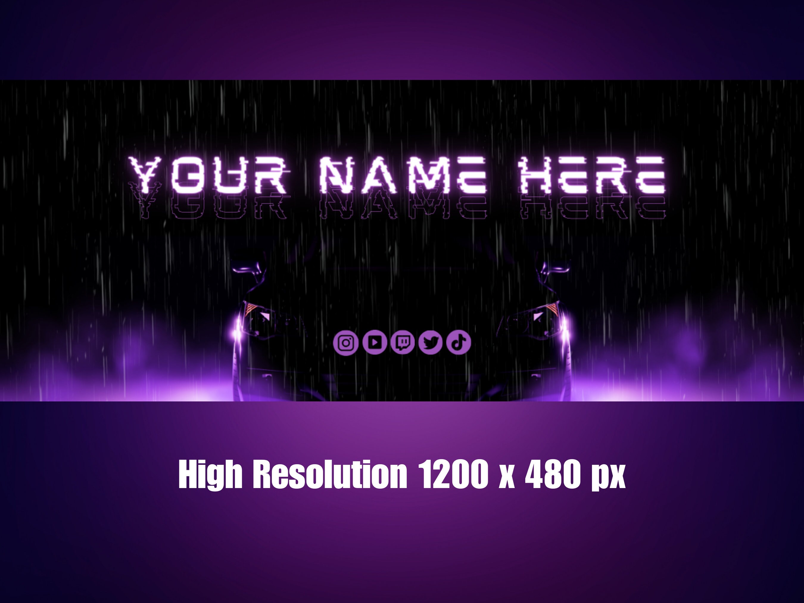Custom Neon Car Banner for Twitch Twitch Banner Gamer Banner Gaming ...