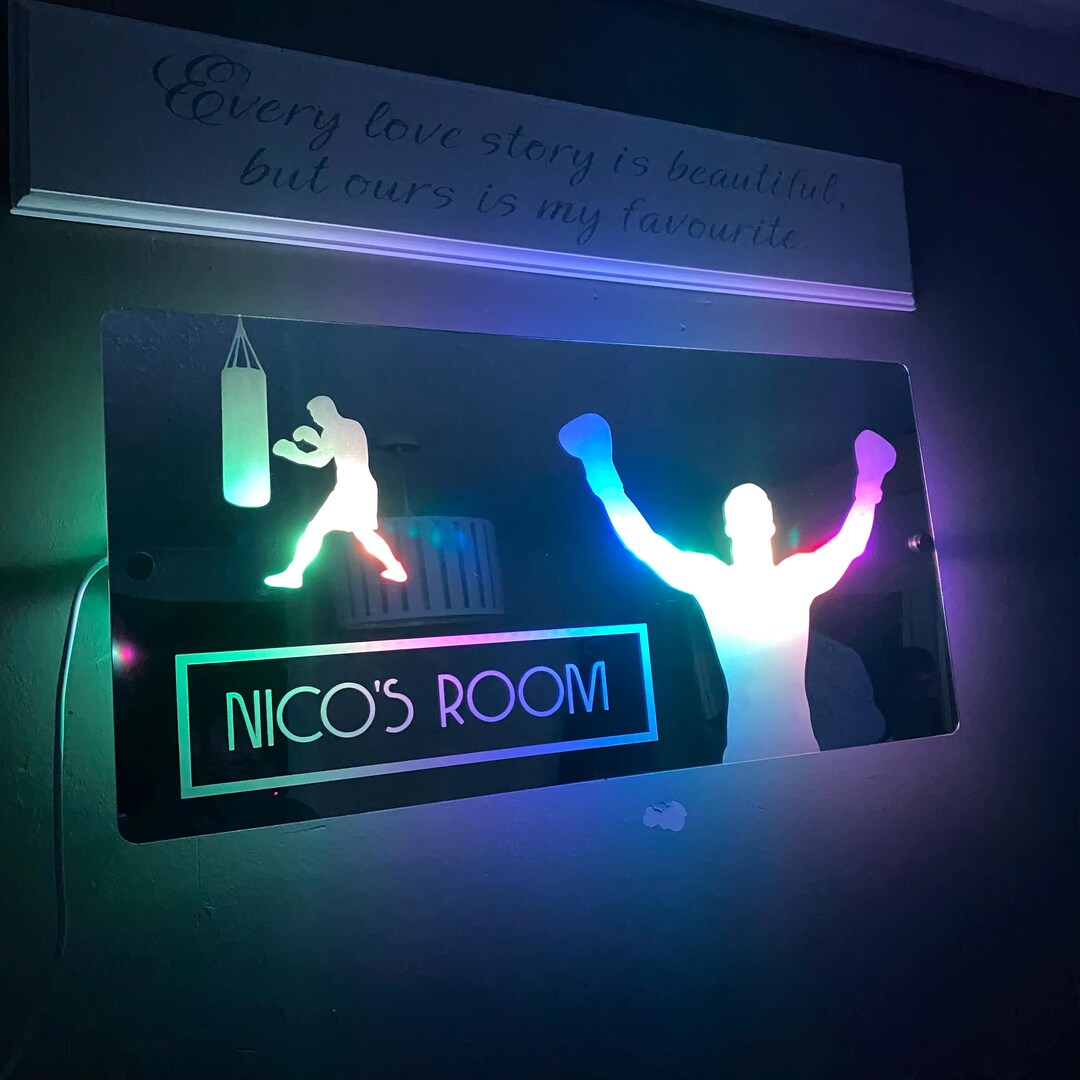 Personalised Boxing LED Name Mirror - Custom Light-up Room Sign - Etsy