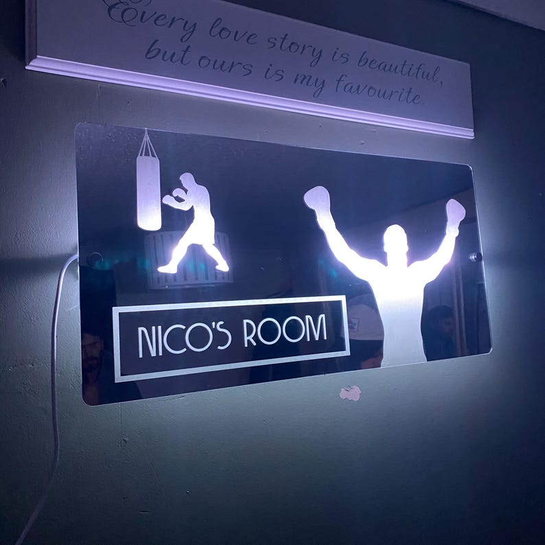 Personalised Boxing LED Name Mirror - Custom Light-up Room Sign - Etsy ...