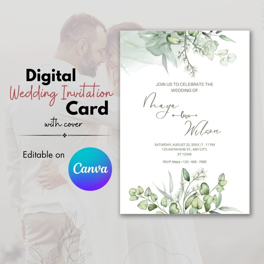 Editable Wedding Invitation Card for All Using Canva Template. Digital ...