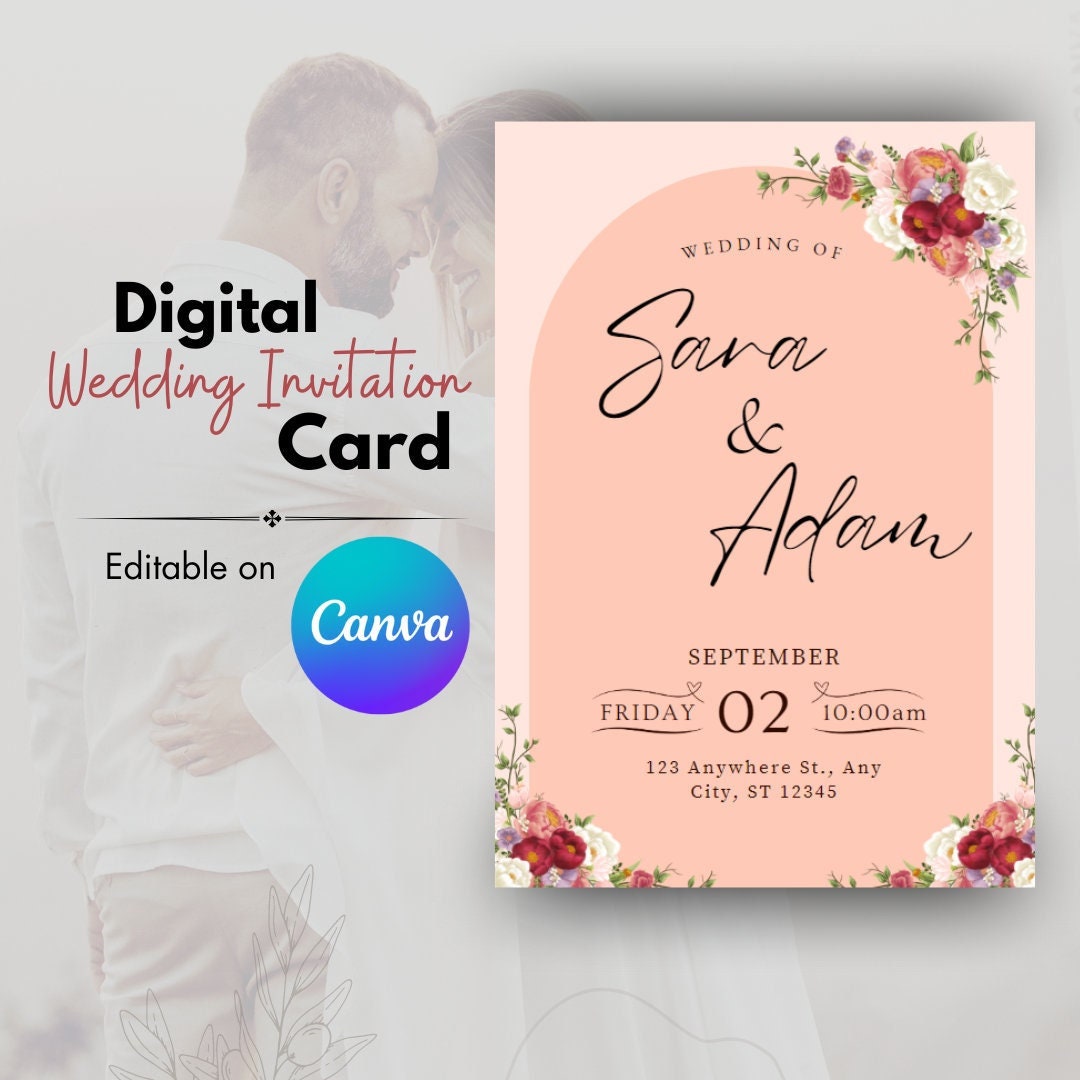 Editable Wedding Invitation Card for All Using Canva Template. Digital ...