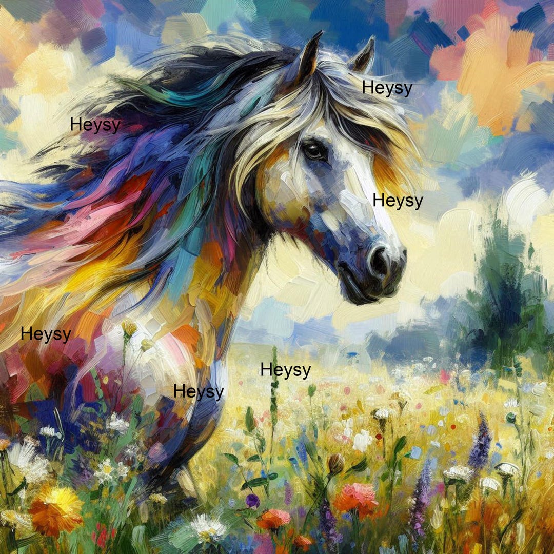 Colorful Horse Printable, Impressionist Horse Art, Wall Decoration ...