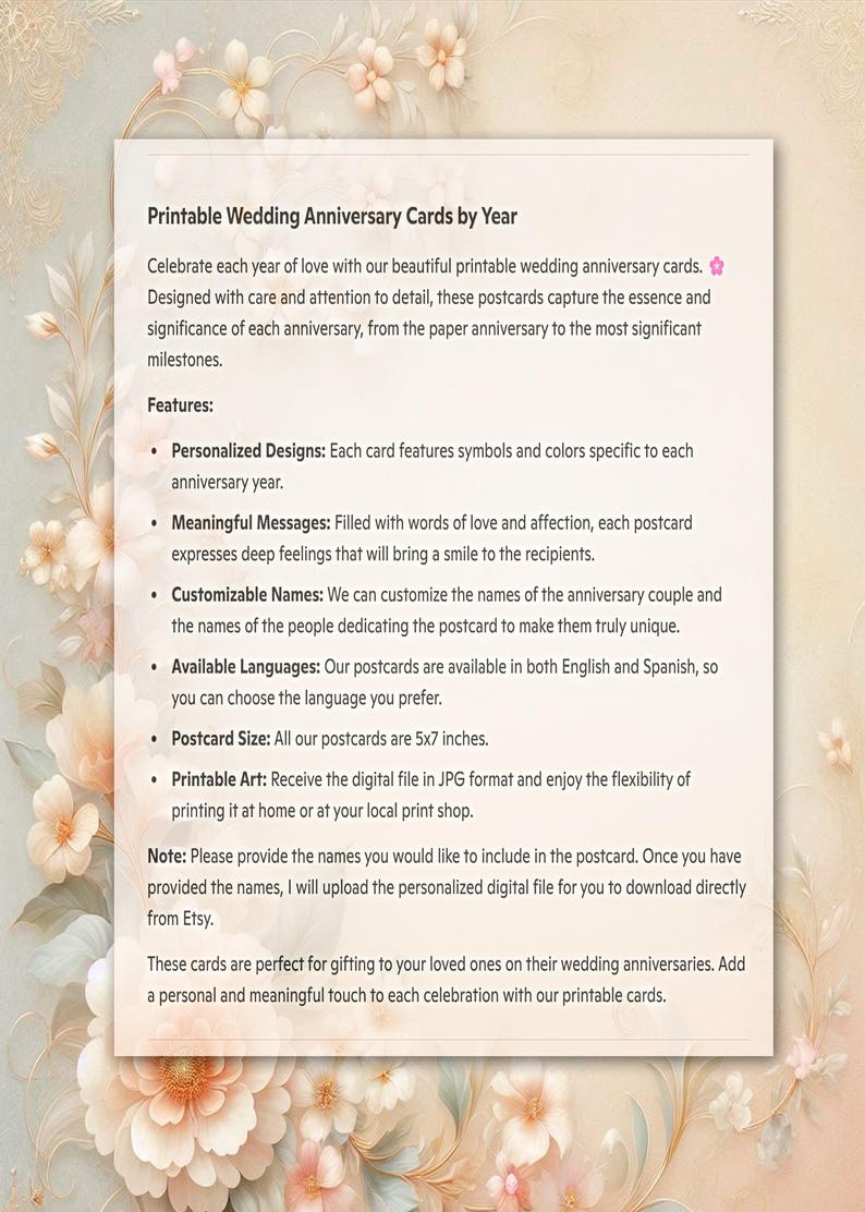 Printable Wedding Anniversary Card: Paper Anniversary 1st Anniversary ...