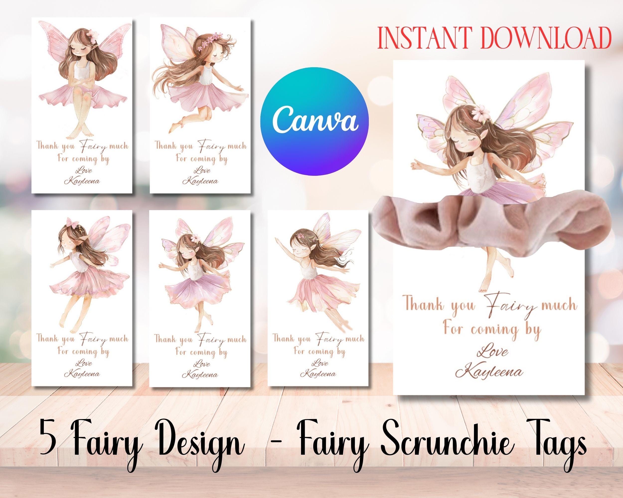 Fairy Scrunchie Thank You Tags Editable Thank You Scrunchie Tags Fairy ...