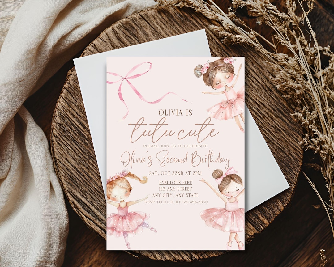 She’s Tutu Cute Birthday Party Invitation Girls Ballerina Bday Invite ...
