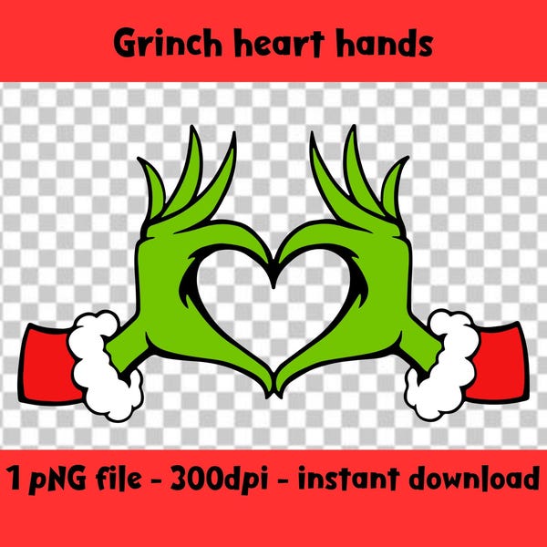 Grinch Heart Hands - Etsy