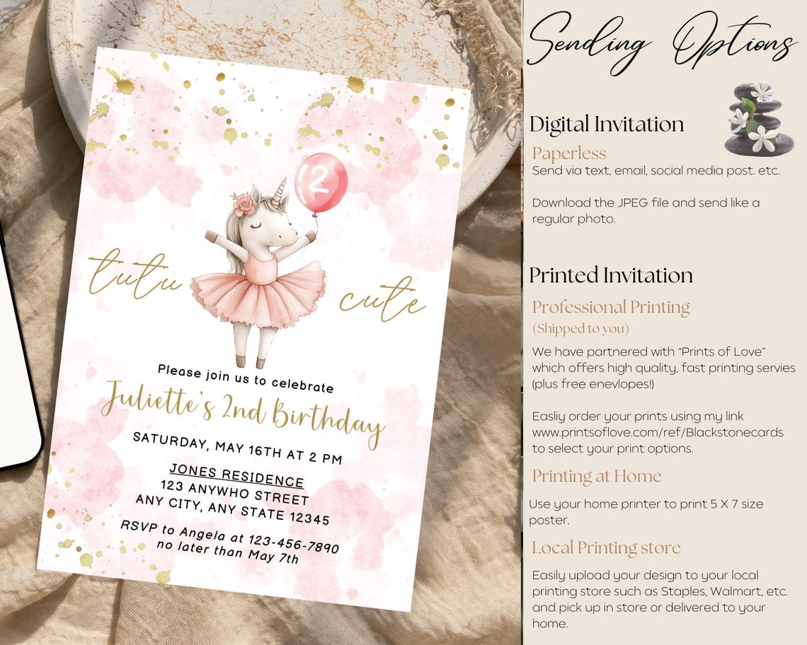Tutu Cute Birthday Invitation Second Birthday Invitation Boho Tutu Cute ...