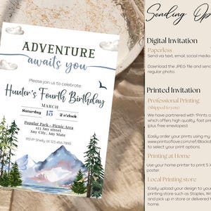 Editable Adventure Awaits Birthday Invitation Outdoor Birthday ...