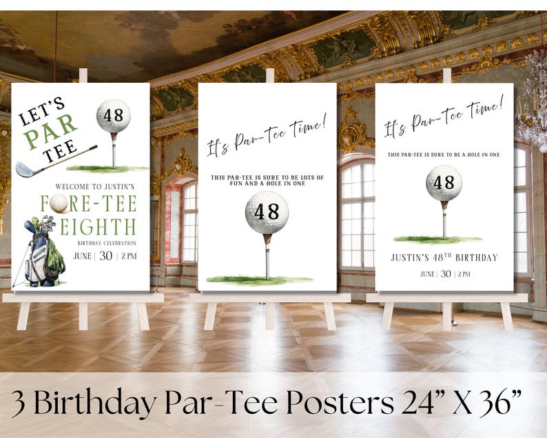 Golf Birthday Party Poster Template: Customizable Canva Design (24x36 ...