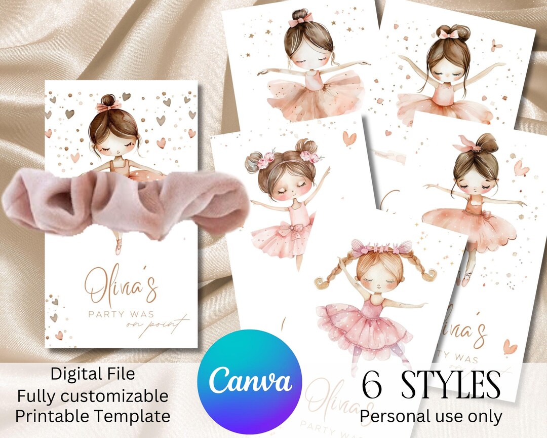 Ballerina Scrunchie Tag Template Ballet Birthday Scrunchie Card Dancer ...