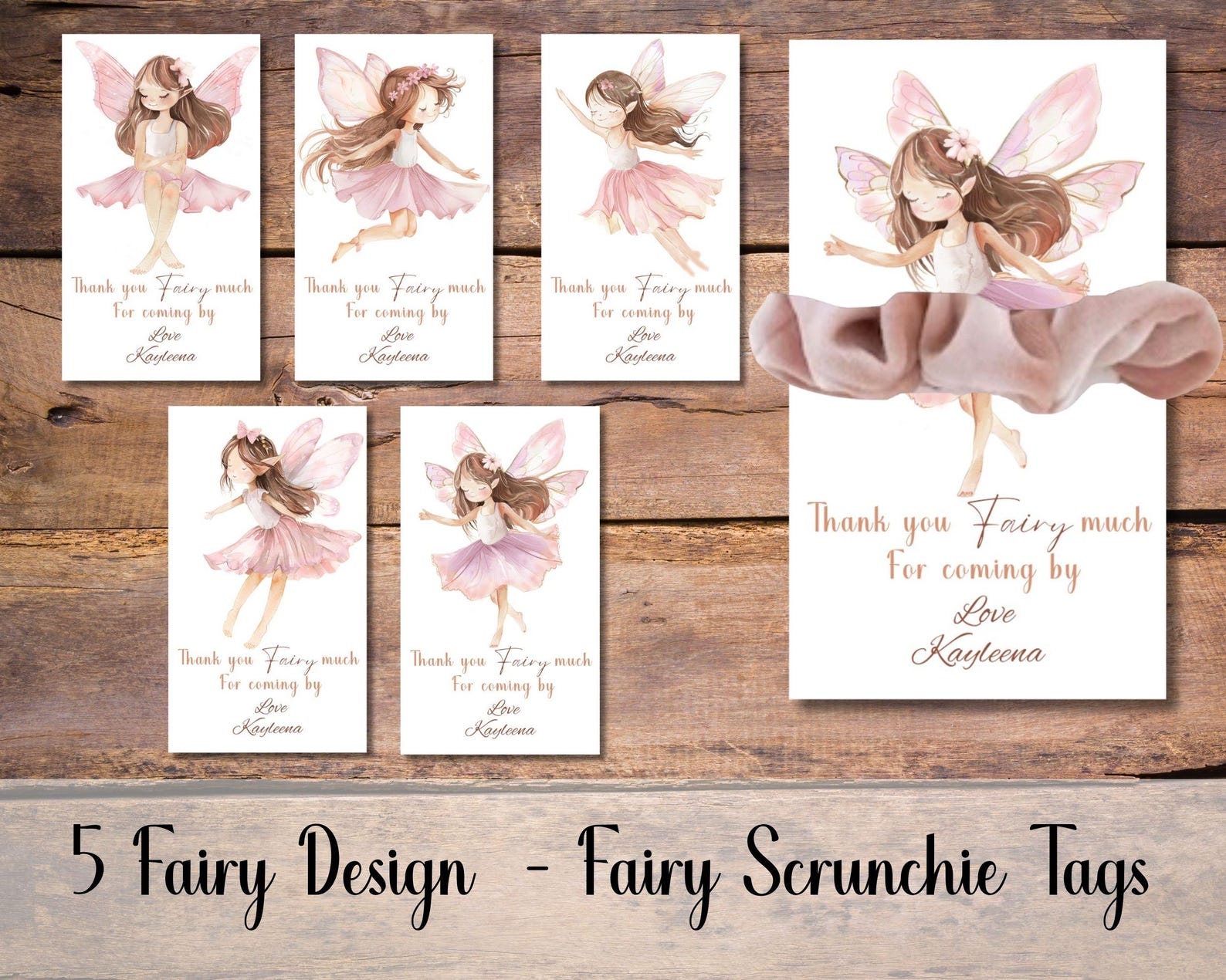 Fairy Scrunchie Thank You Tags Editable Thank You Scrunchie Tags Fairy ...