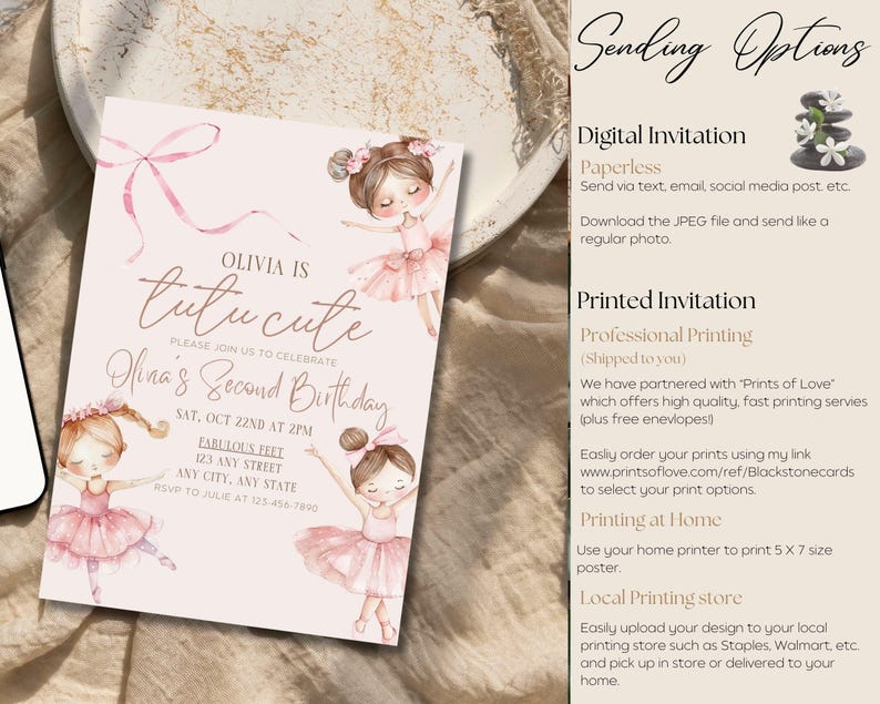 Shes Tutu Cute Birthday Party Invitation Girls Ballerina Bday Invite ...