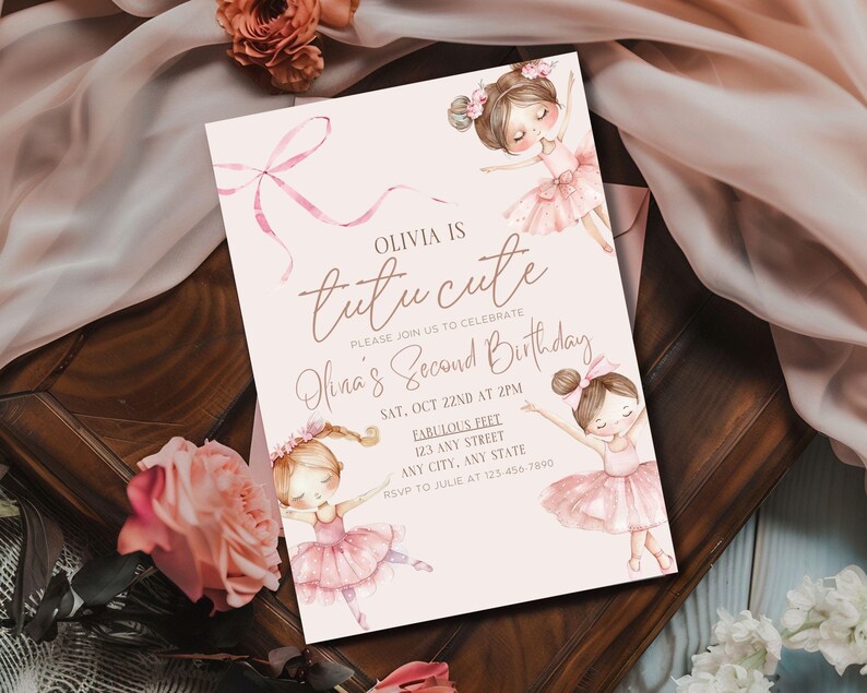 Shes Tutu Cute Birthday Party Invitation Girls Ballerina Bday Invite ...