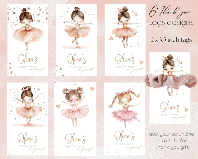 Ballerina Scrunchie Tag Template Ballet Birthday Scrunchie Card Dancer ...