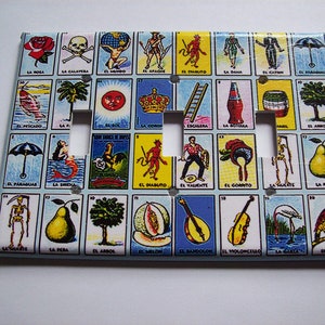 Loteria Triple Switch Plate Cover Retro Vintage Mexico Folk Art Kitsch ...
