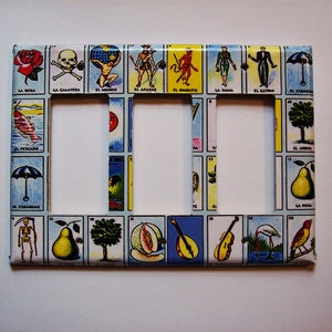 Loteria Triple Switch Plate Cover Retro Vintage Mexico Folk Art Kitsch ...