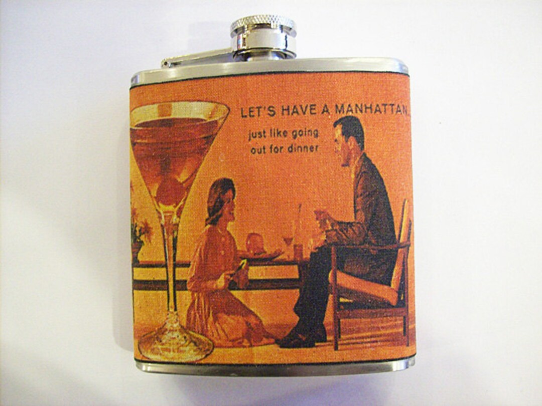Cocktail Advertisement Flask Retro Fifties Era Vintage Rockabilly ...