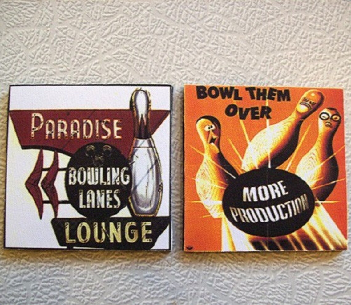 Bowling Coasters Retro Vintage 1950s Rockabilly Kitsch Decor - Etsy