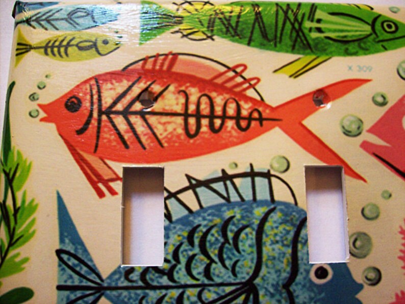 Atomic Fish Triple Switch Plate Retro Fifties Vintage Mid Century ...