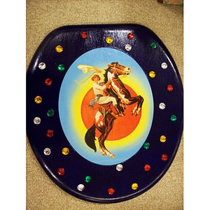 Retro Cowboy or Cowgirl Toilet Seat Vintage 1950s Western Pin up ...