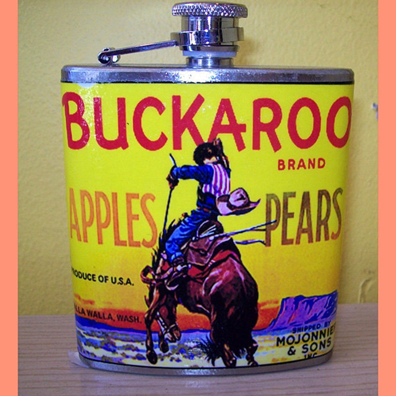 Retro Cowboy Flask Vintage 1950s Western Kitsch Rockabilly Beefcake ...