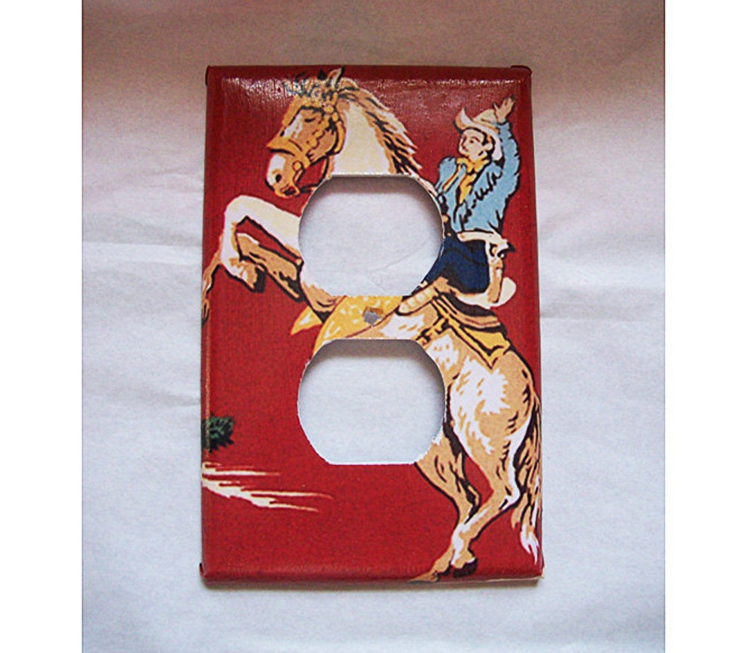 Retro Cowboy Outlet Switch Plate Cover Vintage 1950s Rockabilly Kitsch ...