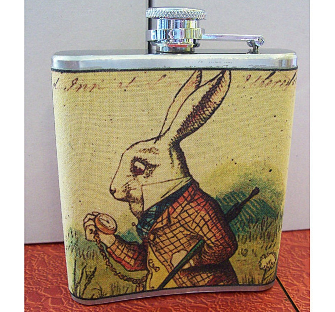 Alice in Wonderland Flask White Rabbit Retro Vintage Fairy Tale Kitsch ...