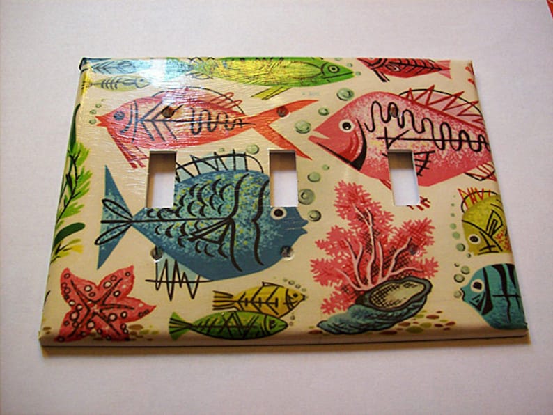 Atomic Fish Triple Switch Plate Retro Fifties Vintage Mid Century ...