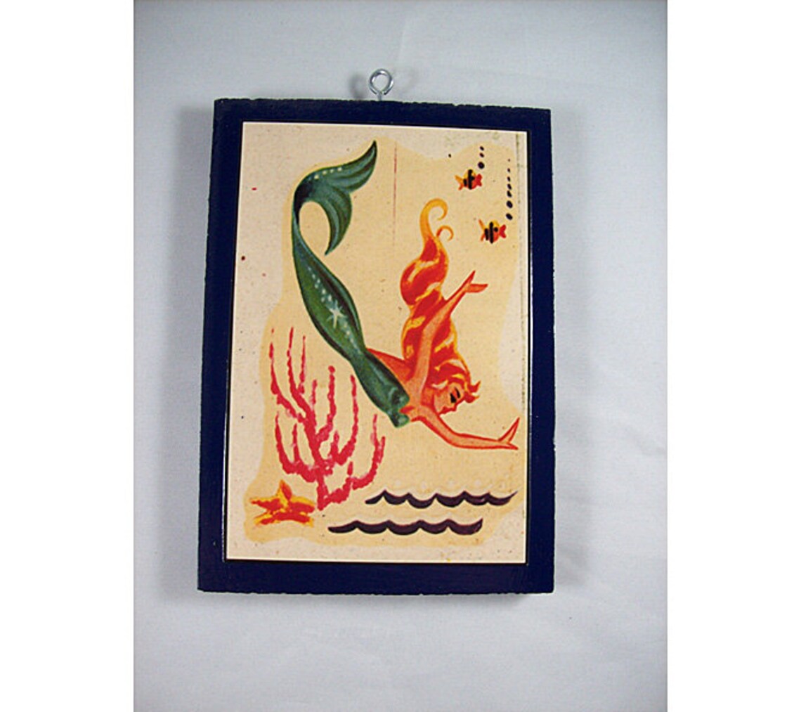 Retro Mermaid Print Vintage 1950s Era Pin up Girl Kitsch Rockabilly ...