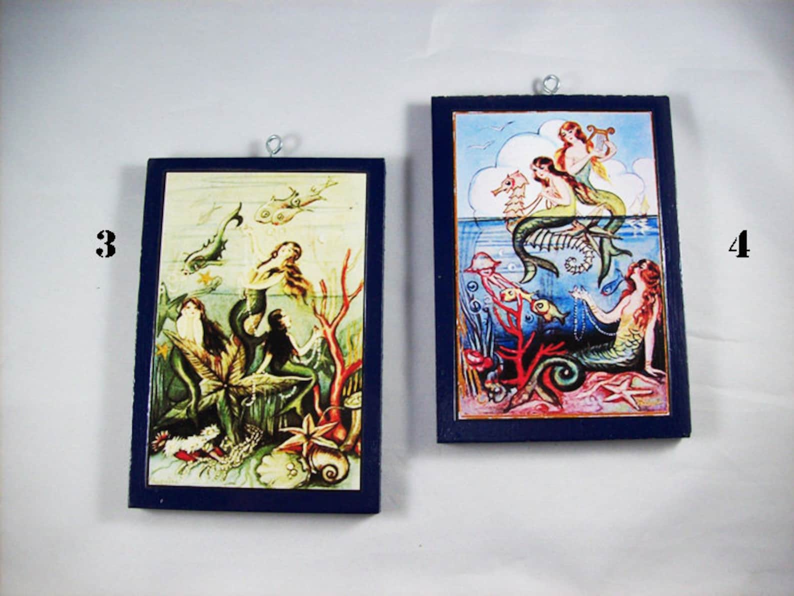 Retro Mermaid Print Vintage 1950s Era Pin up Girl Kitsch Rockabilly ...